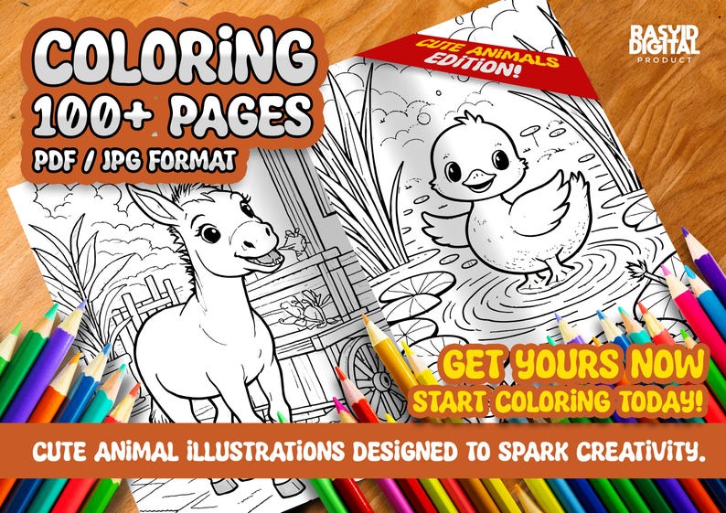 100+ Cute Animal Coloring Pages | Easy Fun for Kids and Adults | Simple ...