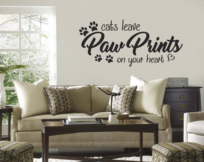 Dogs Leave Paw Prints on Your Heart Wall Decal Pet Decor Home Wall ...