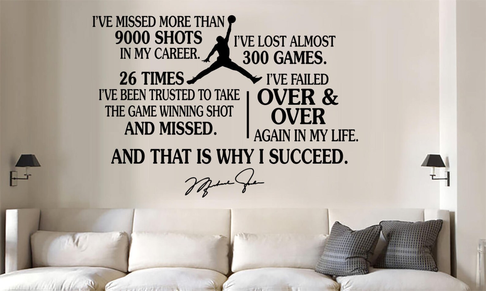 Michael Jordan Jumpman Succeed Quote Vinyl Wall - Etsy