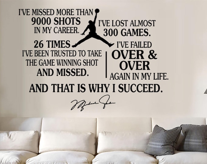 Michael Jordan Jumpman - Succeed - Quote Vinyl Wall Decal/words/sticker ...