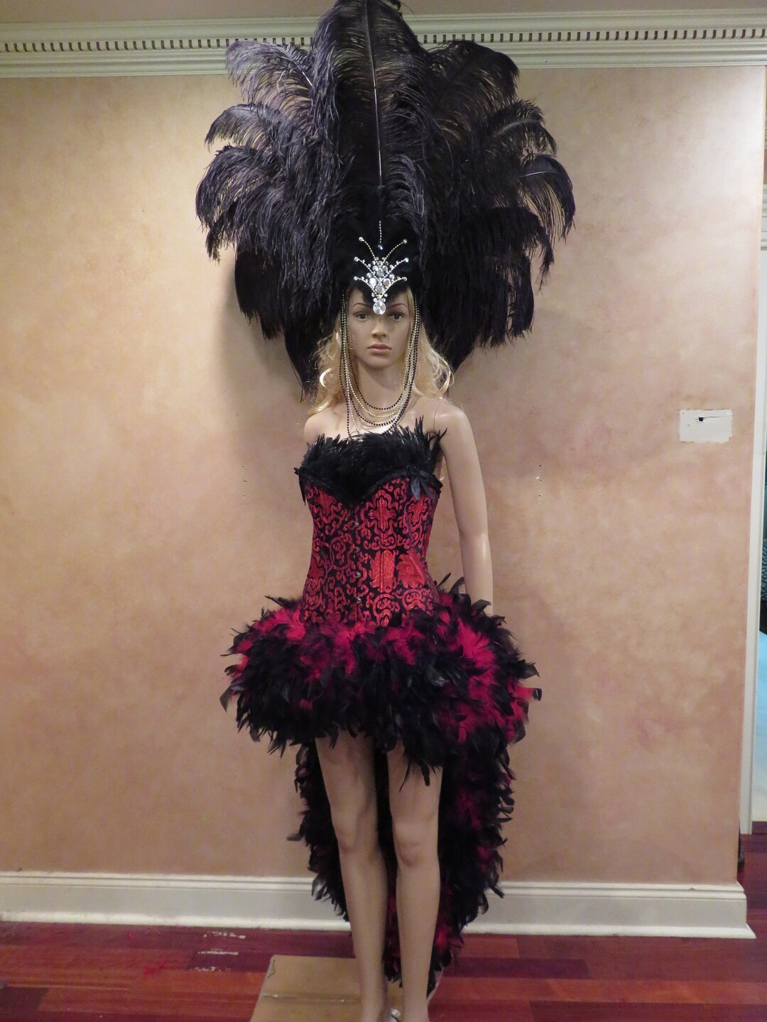 Victorian Princess Bridgerton Corset Feather Gown Showgirl Costume ...
