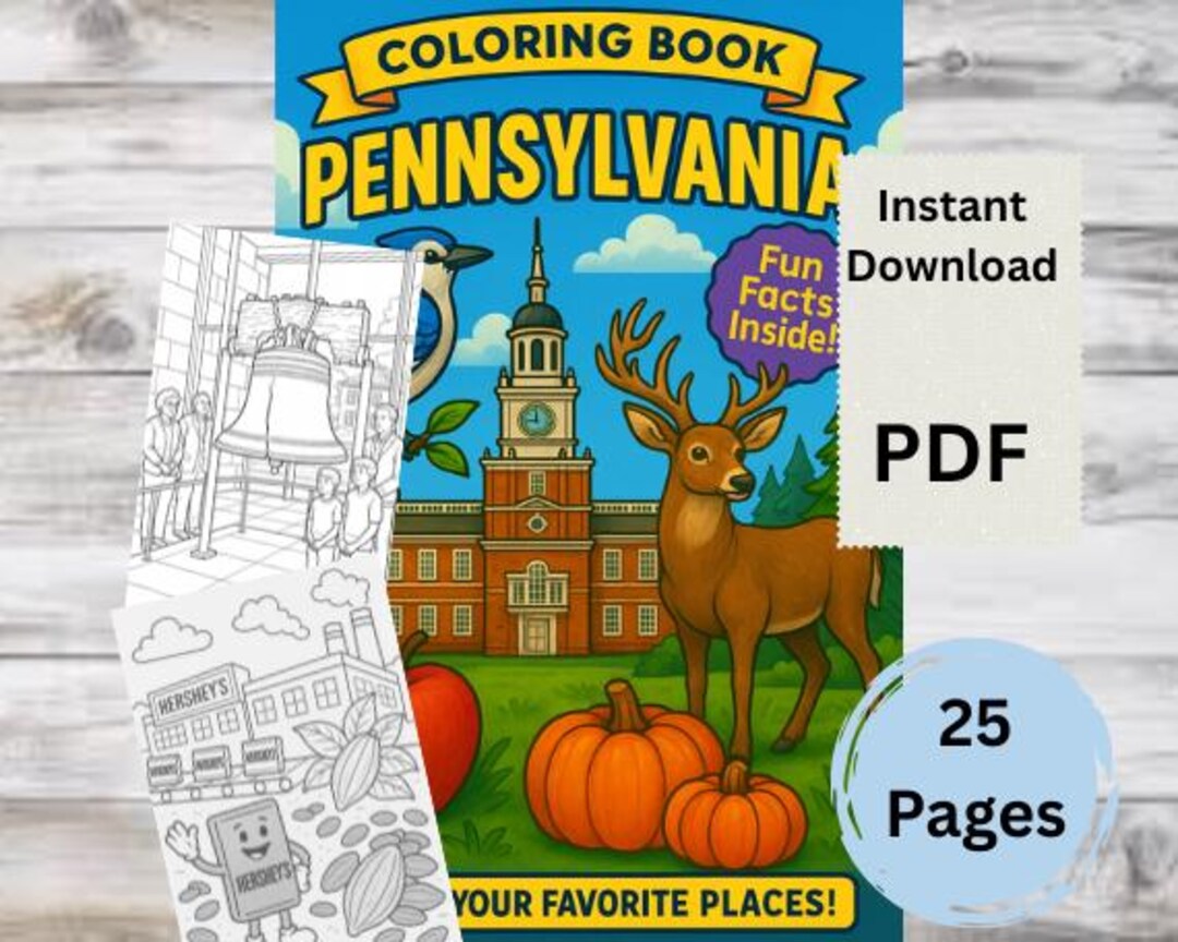 Pennsylvania Coloring Book – State Landmarks & Wildlife (PDF) - Etsy