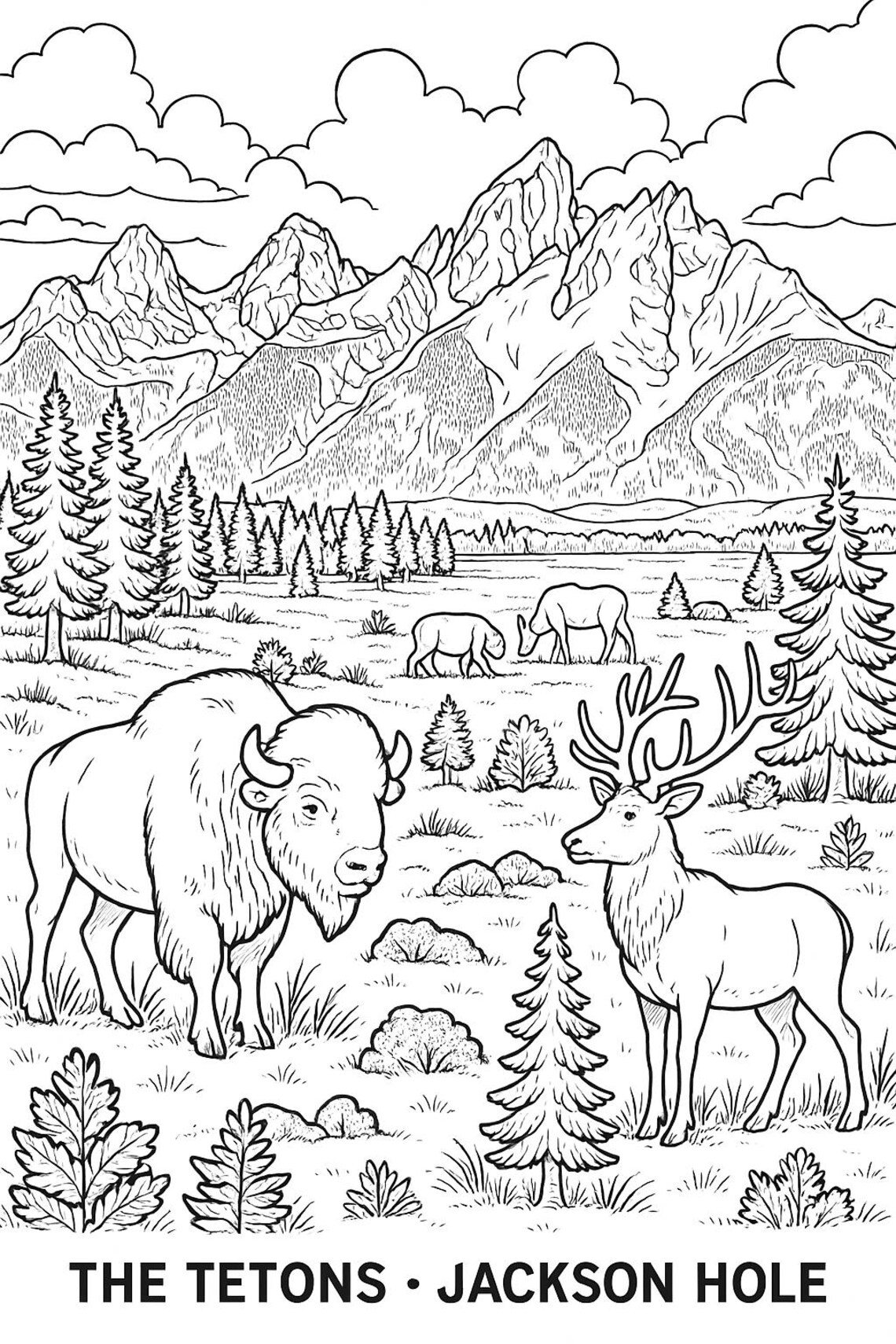 Wyoming Coloring Book – Yellowstone, Grand Tetons, Wildlife (PDF ...