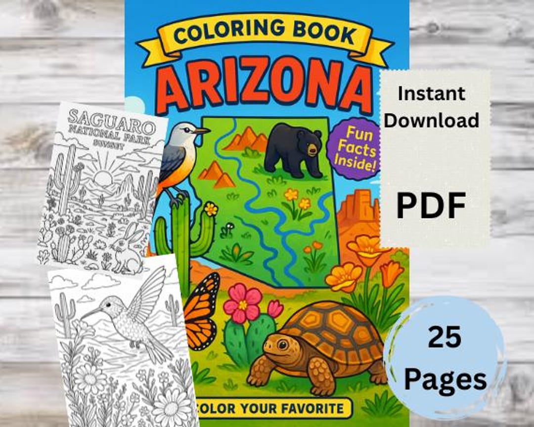 Arizona State Coloring Book for Kids, Adults, Homeschooling. - Etsy