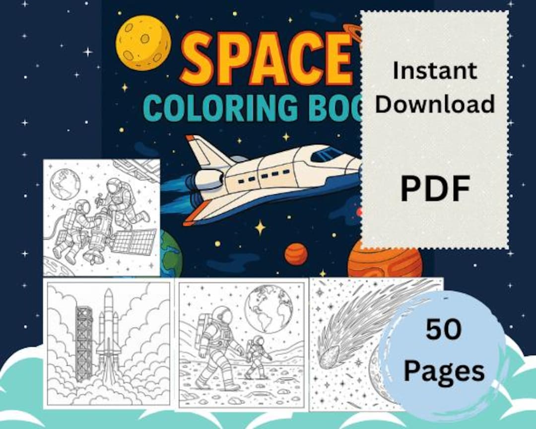 Adult Space Coloring Book With Facts | Stress Relief, Mindfulness ...