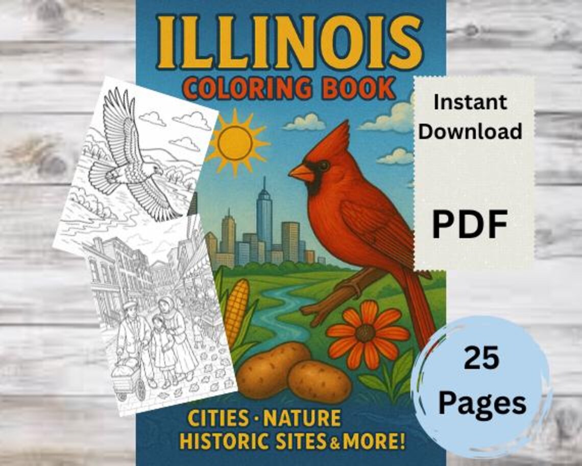 Illinois Coloring Book: Landmarks, History & State Symbols ...
