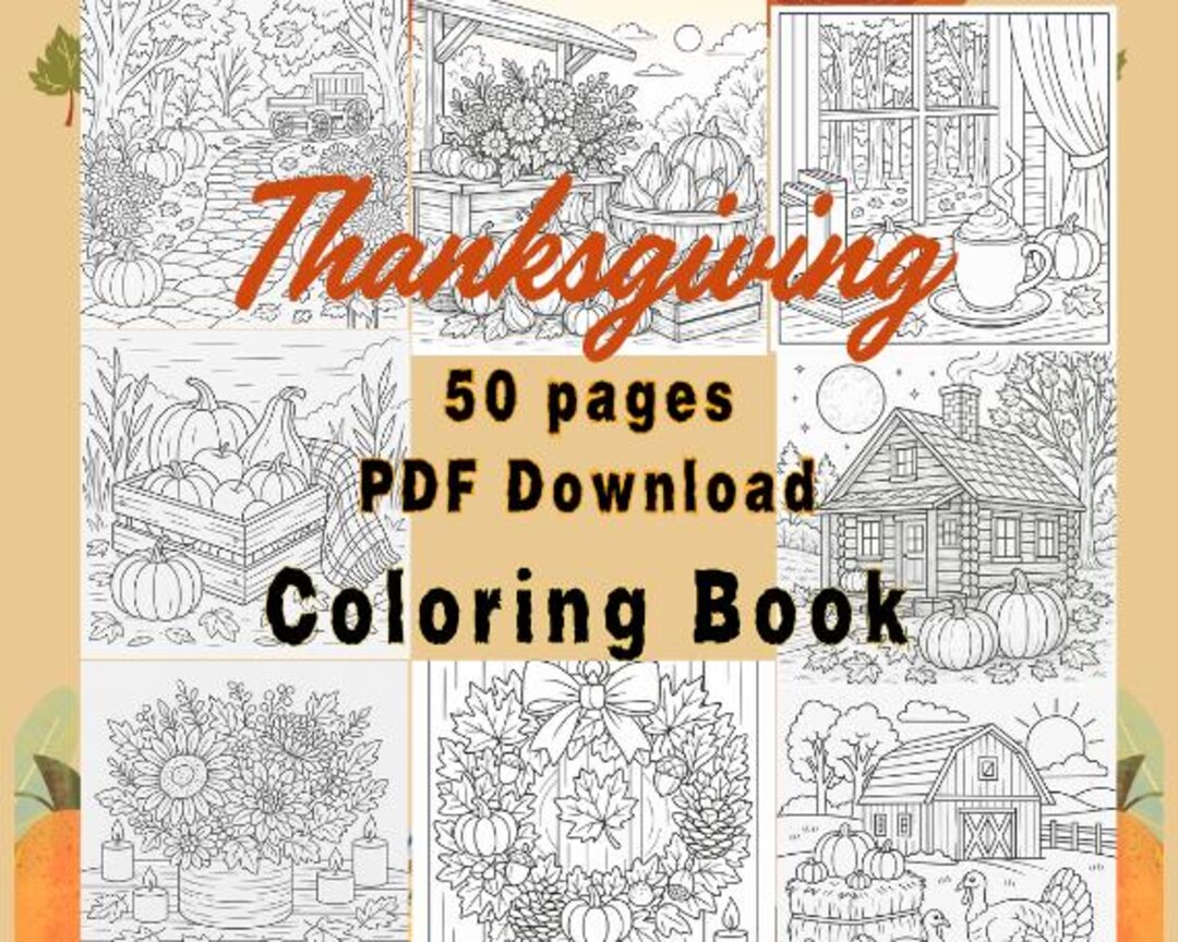 Adult Thanksgiving Coloring Book – Cozy Autumn Scenes, Harvest Designs ...