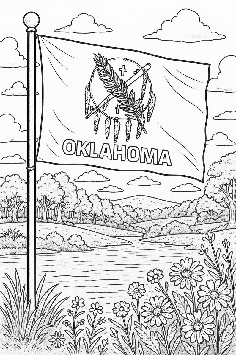 Oklahoma Coloring Book – State Landmarks & Native Heritage (PDF Pattern ...