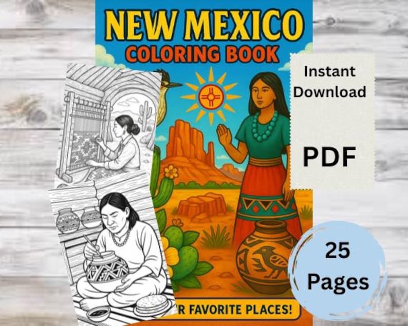 New Mexico Coloring Book – Desert Landscapes, Native Culture (PDF) - Etsy