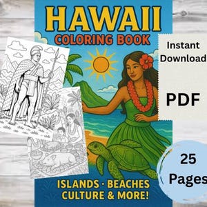 25 Hawaii Coloring Pages for Adults & Kids | Tropical Islands Volcanoes ...