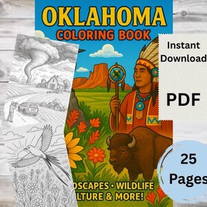 Oklahoma Coloring Book – State Landmarks & Native Heritage (PDF Pattern ...