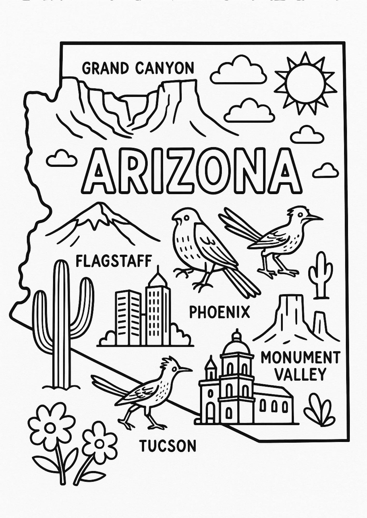 Arizona State Coloring Book for Kids, Adults, Homeschooling. - Etsy