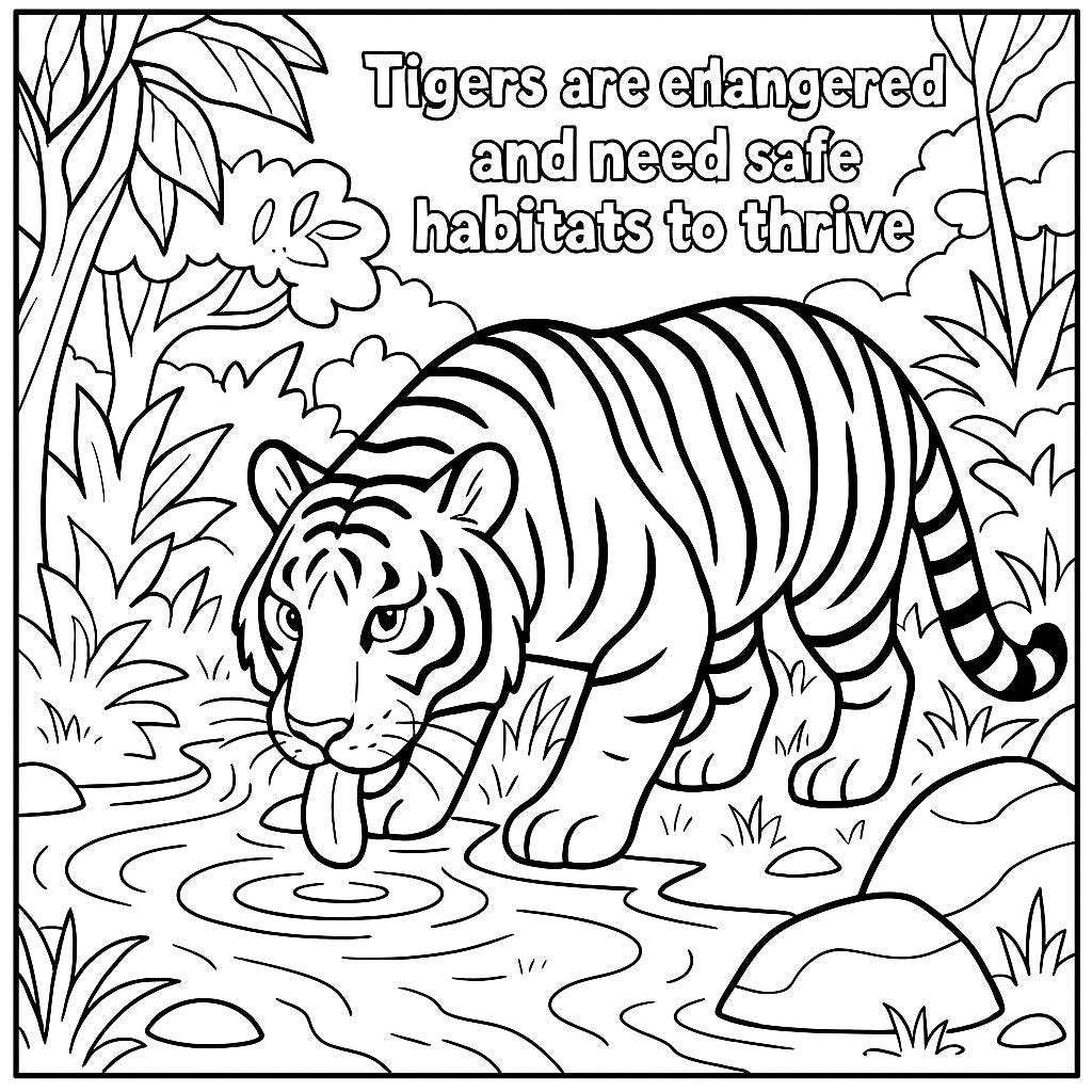 Endangered Animals Coloring Book: Educational Wildlife Activity for ...