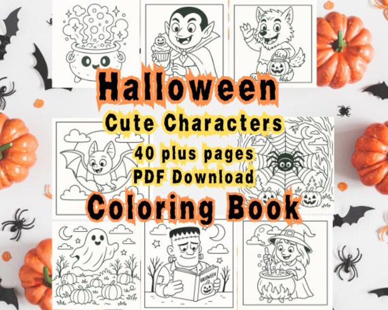 Kids Halloween Coloring Book – Cute Ghosts, Pumpkins, Witches (PDF ...