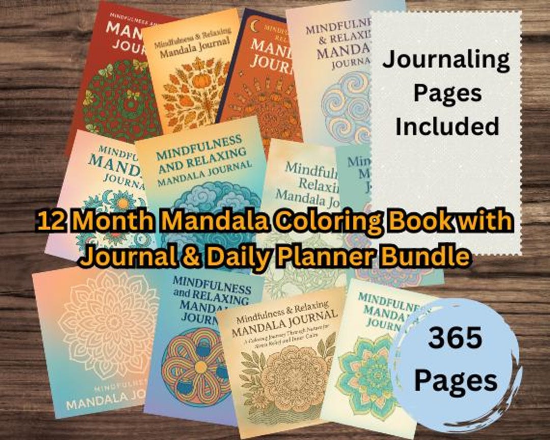 12-month Mandala Coloring Book | Journal & Daily Planner - Etsy