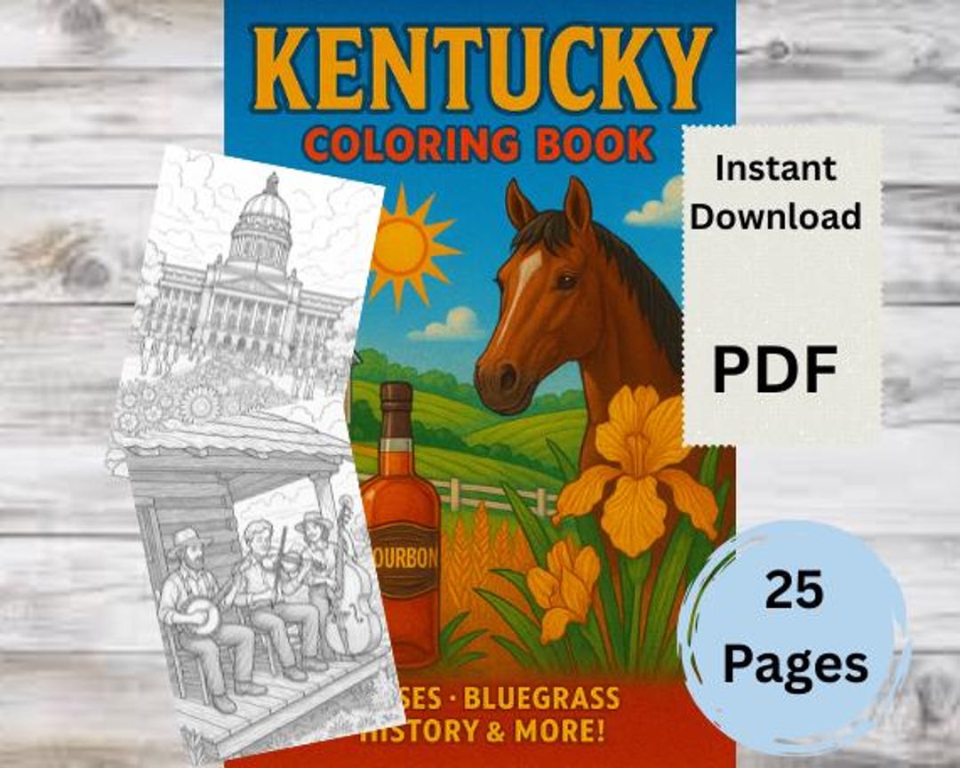 Kentucky Coloring Book: State Landmarks, Horses, Bluegrass ...
