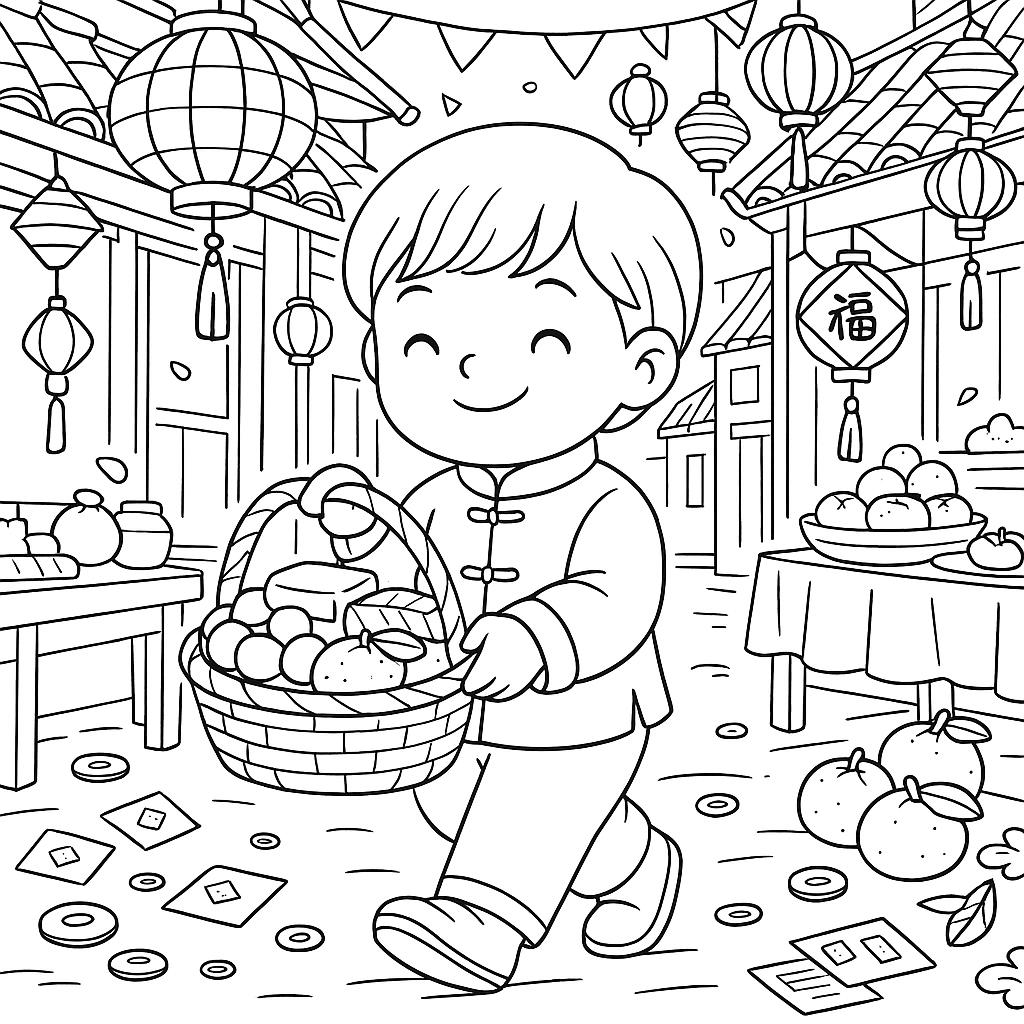 Kids Lunar New Year Coloring Book | Educational Activity (digital ...