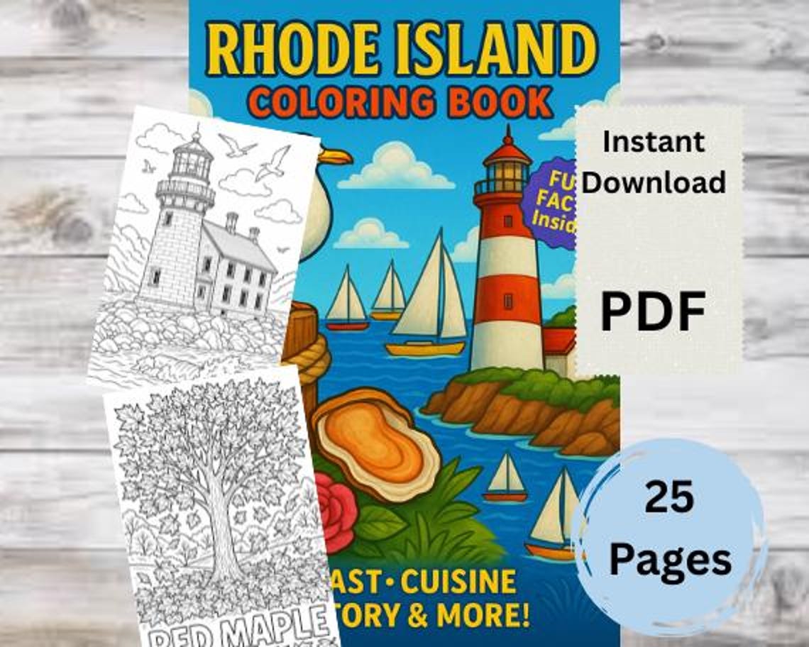 Rhode Island Coloring Book – Coastal Landmarks & Wildlife (PDF Download ...