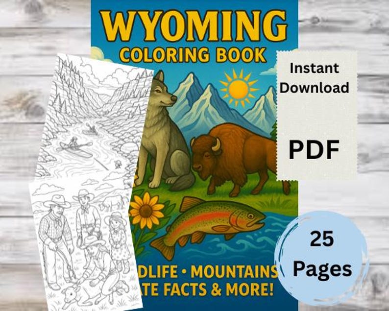 Wyoming Coloring Book – Yellowstone, Grand Tetons, Wildlife (PDF ...