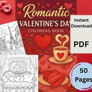 Adult Valentine's Day Coloring Book | Digital Download PDF | Relaxing ...