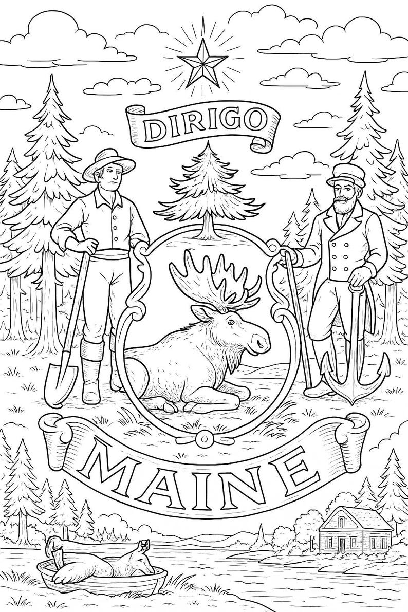 Maine Coloring Book: State Landmarks, Lighthouses & Wildlife - Etsy