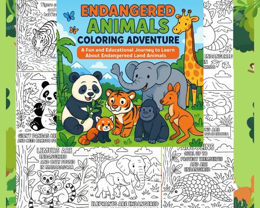 Endangered Animals Coloring Book: Educational Wildlife Activity for ...