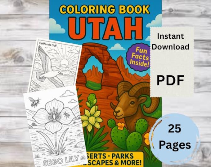 Utah Coloring Book – National Parks, Wildlife, Landmarks (PDF Pattern ...