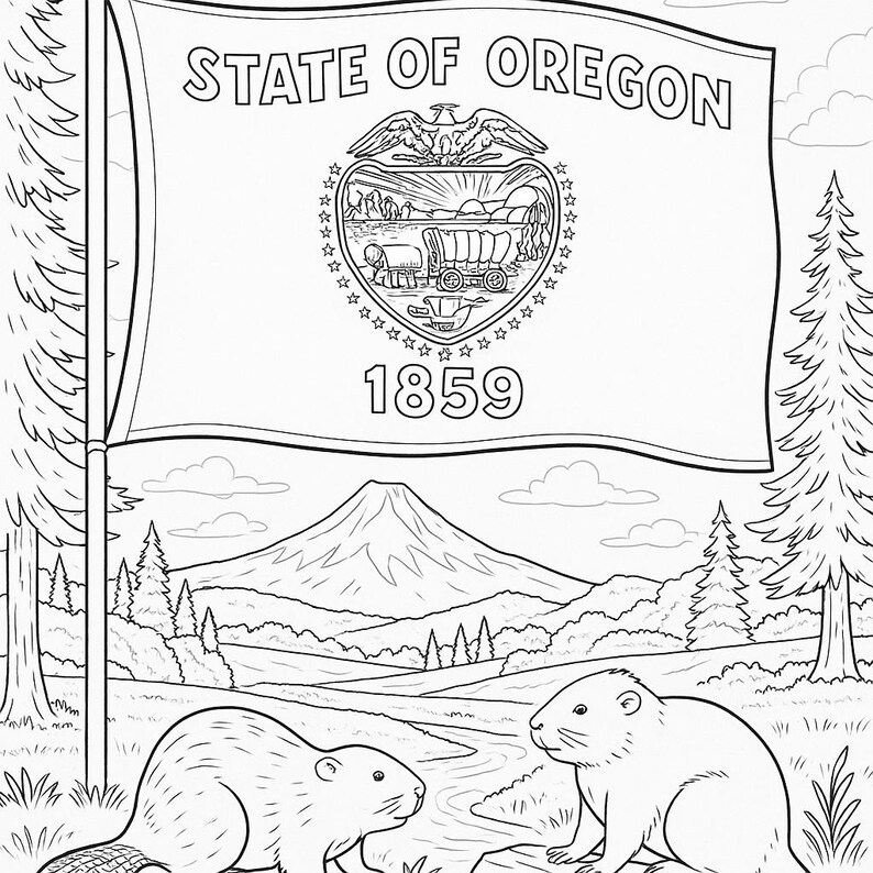 Oregon Coloring Book – State Landmarks, Wildlife, Nature (PDF Pattern ...