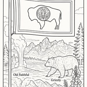 Wyoming Coloring Book – Yellowstone, Grand Tetons, Wildlife (PDF ...