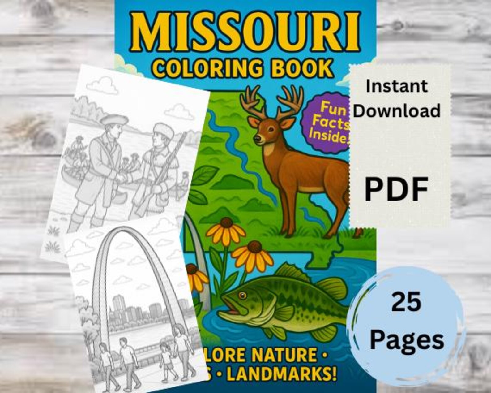 Missouri Coloring Book: State Landmarks, Wildlife & History ...