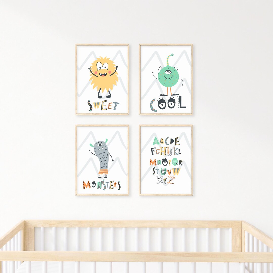 Monster Nursery Prints | Monster Theme Kids Room | Monster Theme Decor ...