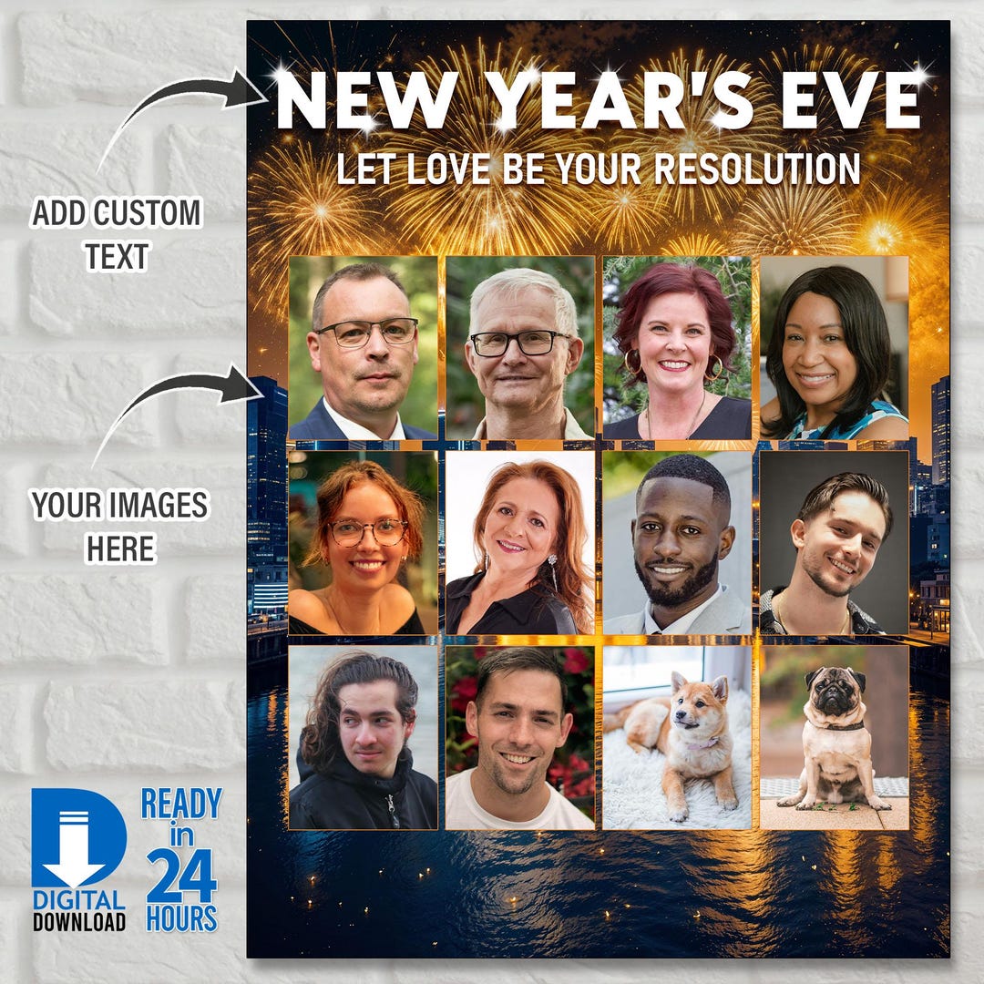 Custom Happy New Year Photo Collage, Personalized Celebration Friends ...