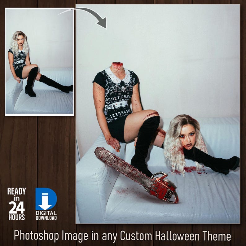 Custom Halloween Horror Photo Edit, Creepy Halloween Portrait, Spooky ...