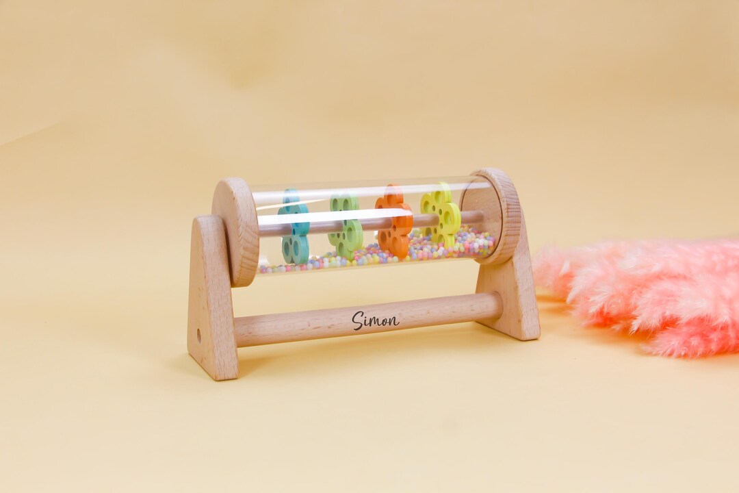 Personalized Wooden Baby Rattle: Custom Engraved Sensory Toy - Etsy