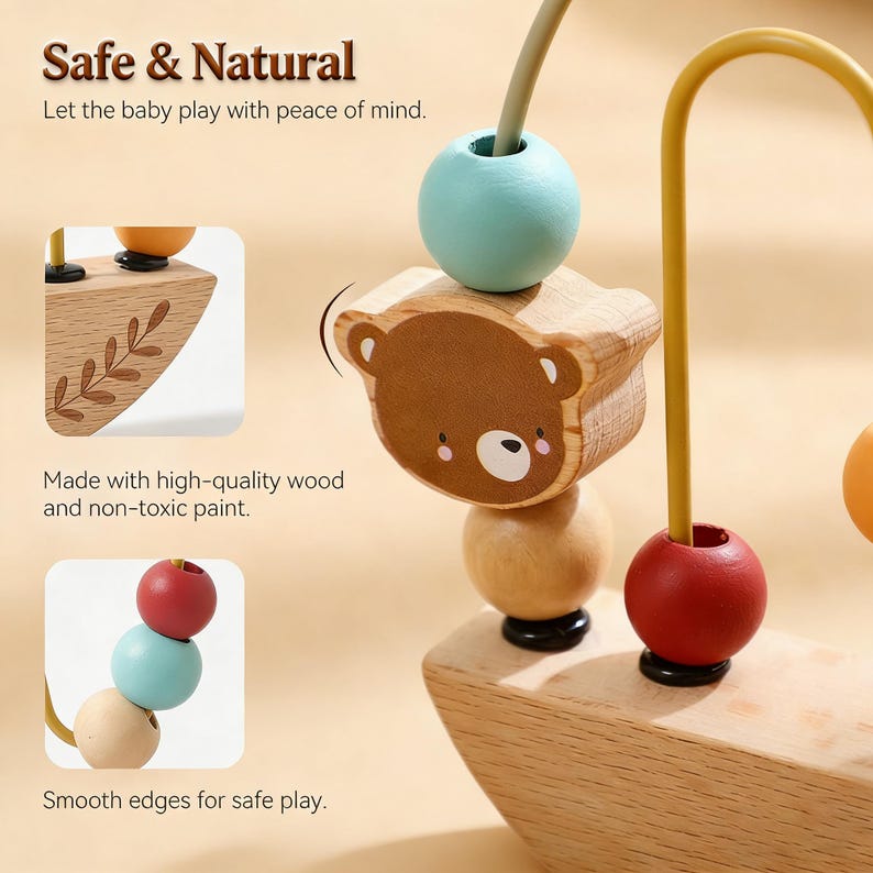 Personalized Wooden Animal Bead Maze, Montessori Toy With Gift Box - Etsy
