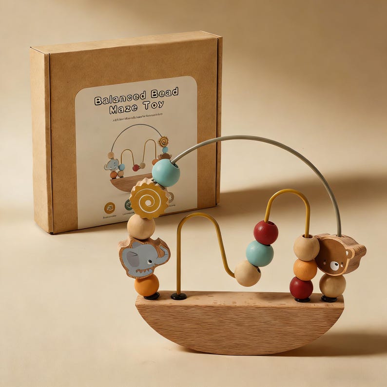 Personalized Wooden Animal Bead Maze, Montessori Toy With Gift Box - Etsy