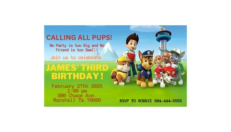 Paw Patrol Birthday Invitation - Etsy
