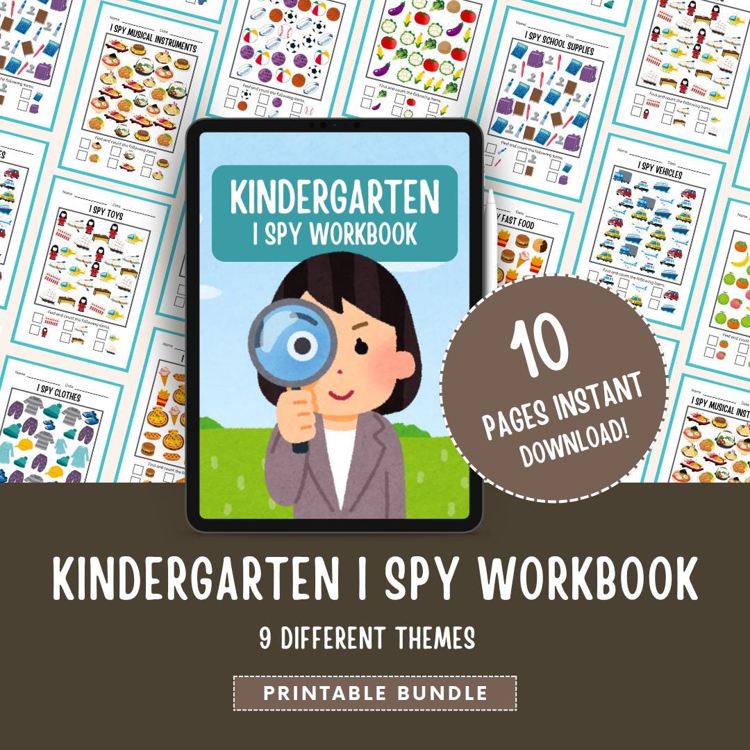 Kindergarten I Spy Game: Counting Activity Worksheet (digital Download ...