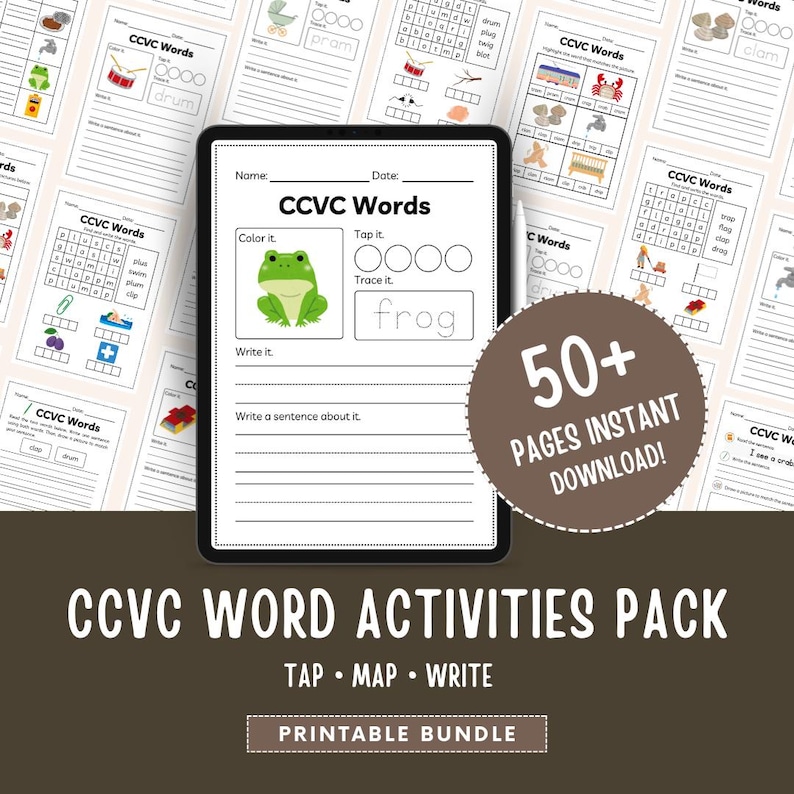 CCVC Words Phonics Workbook for Kindergarten | 53 Pages Literacy ...