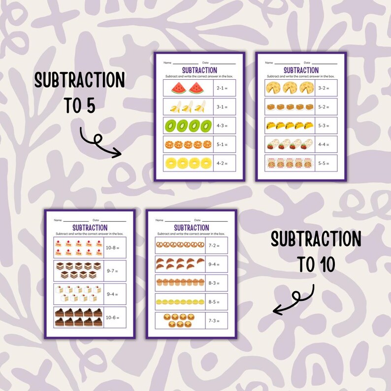 Kindergarten Subtraction Workbook - Etsy