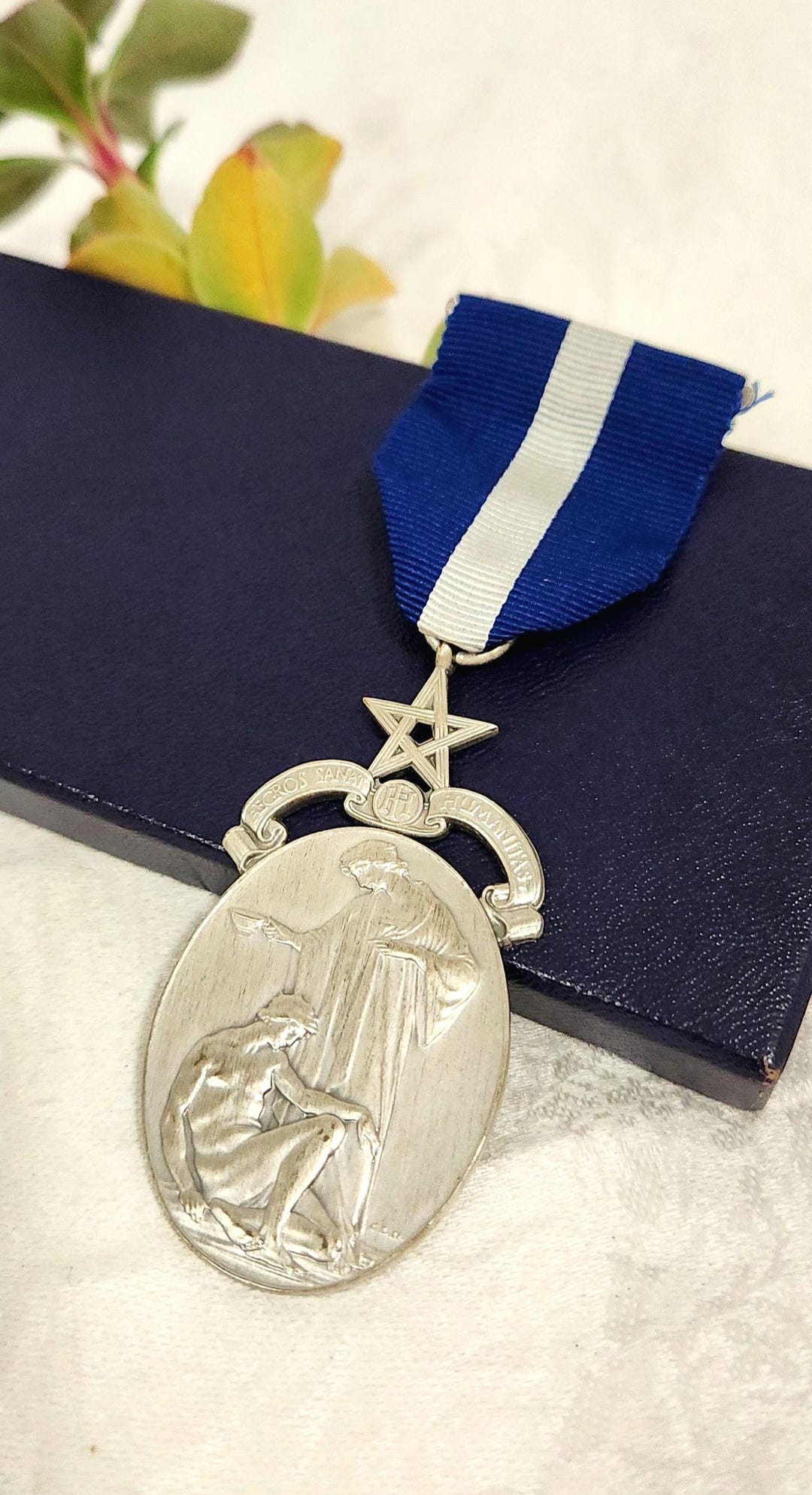 Antique Masonic Aegros Sanat Humanitas Hospital Medal in Original Case ...