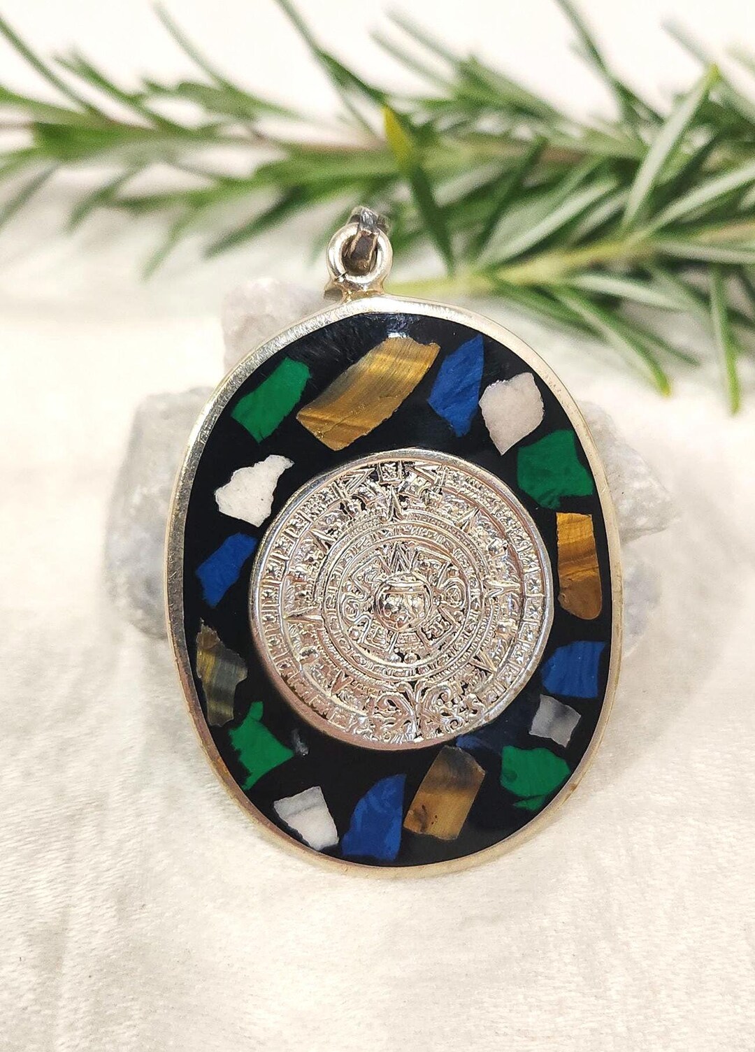 Vintage Sterling Silver Double-sided Calendar Pendant Medallion ...