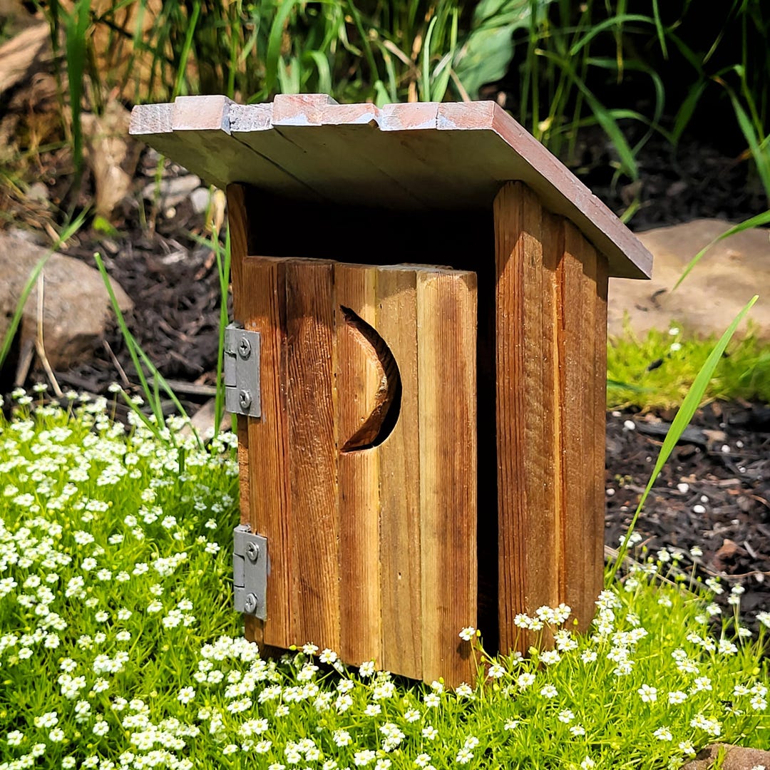 Rustic Miniature Outhouse – Handmade Wood Decor With Hinged Door - Etsy