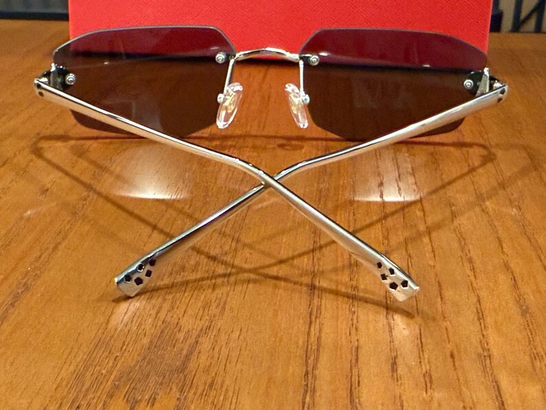 Cartier Snake Titanium Rimless Frame Eyeglasses, Green Lens With Silver ...