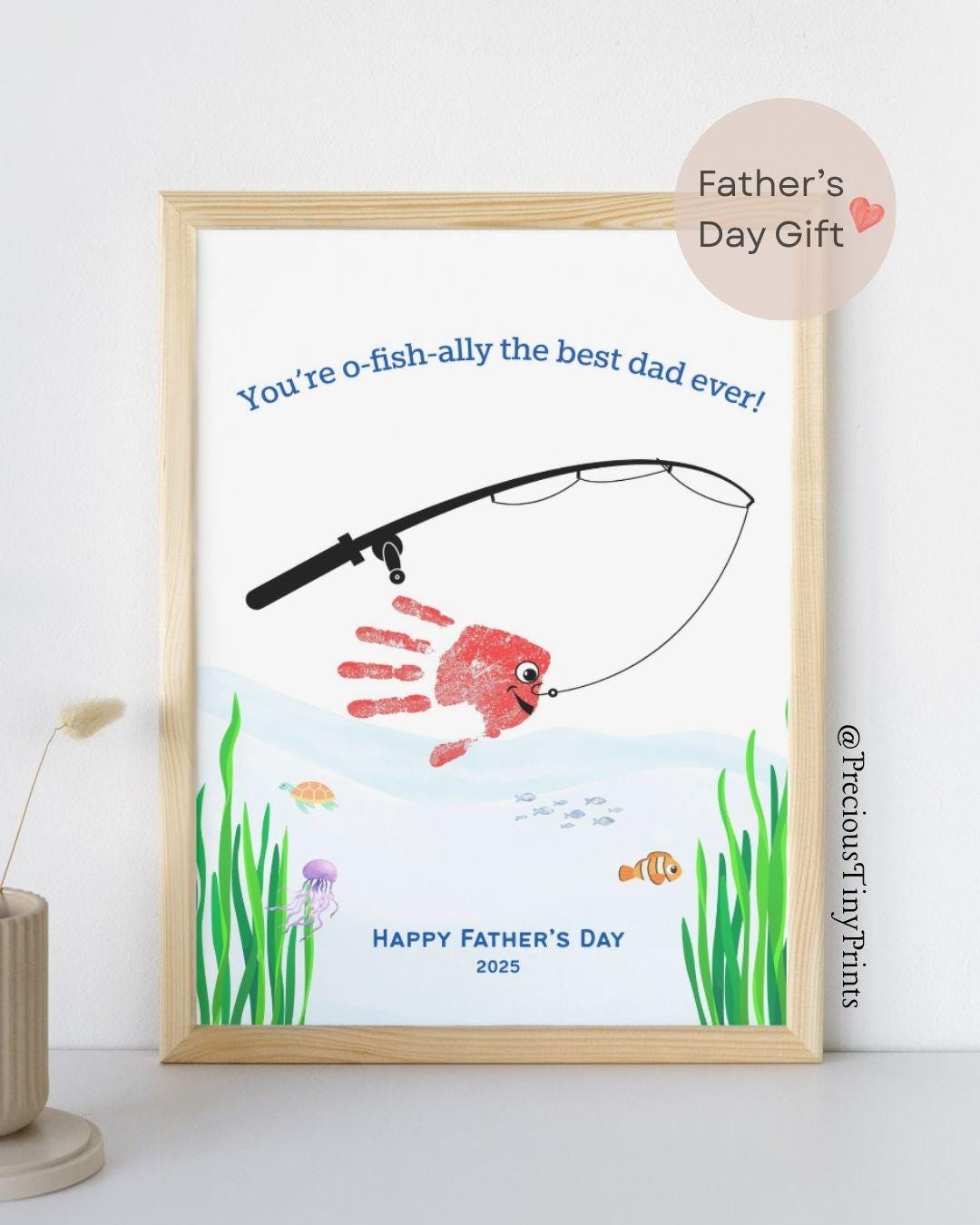 Fathers Day Craft Handprint Art Gift | Fishing Gift for Dad | Newborn ...