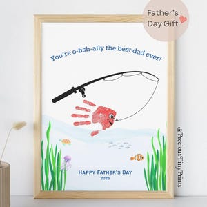 Fathers Day Craft Handprint Art Gift | Fishing Gift for Dad | Newborn ...