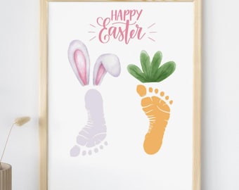 Easter Carrot Loving Bunny Footprint Craft DIY Baby Gift | Easter ...