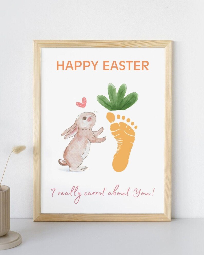Easter Bunny Footprint Craft DIY Baby Gift | Easter Newborn Toddler ...