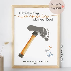 Fathers Day Craft Footprint Art | DIY Hammer Printable Gift for Dad ...