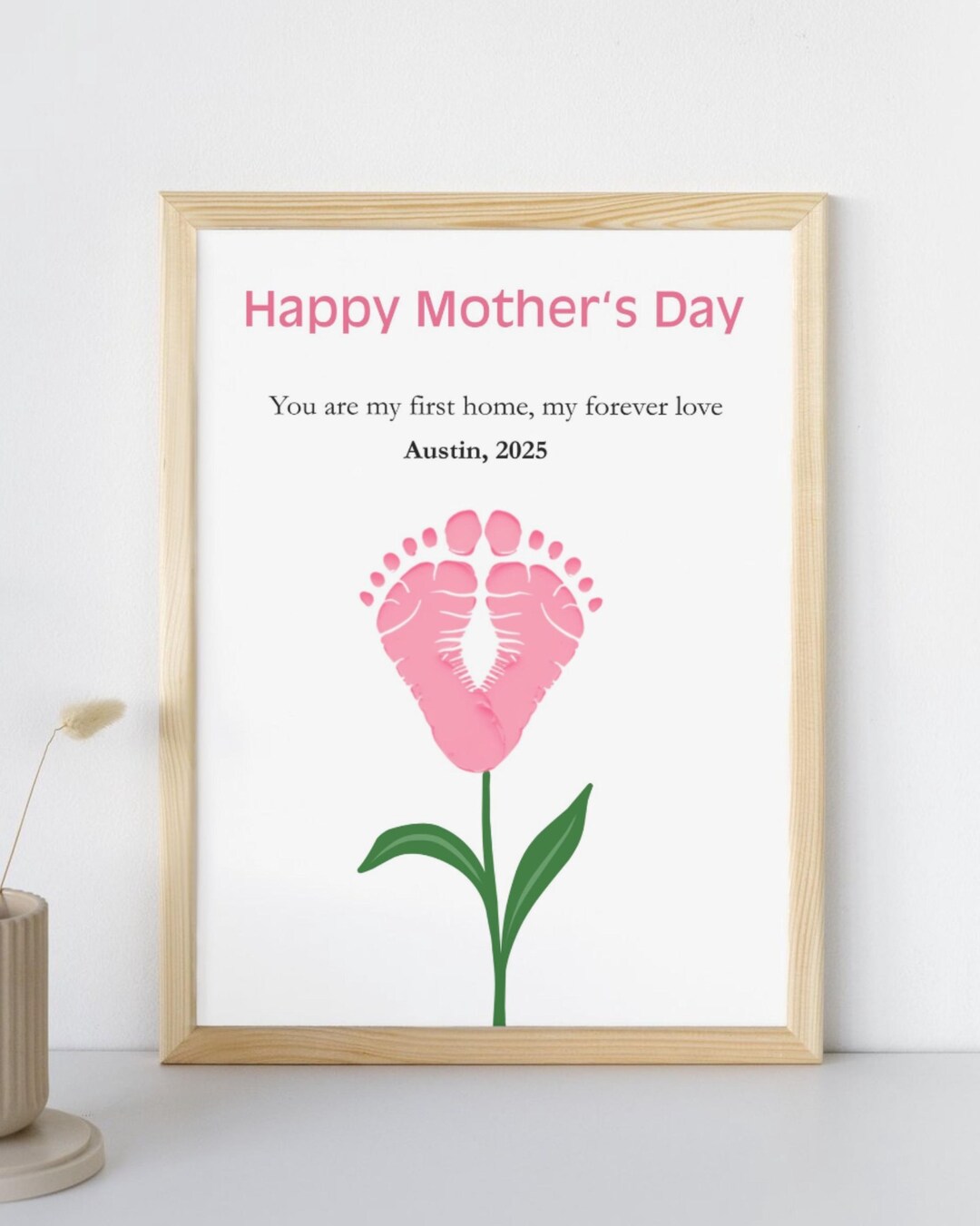 Personalized Mothers Day Footprint Wall Art | Mother's Day DIY Baby ...